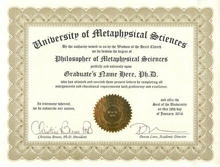 University of Metaphysical Sciences Degree Program Overview